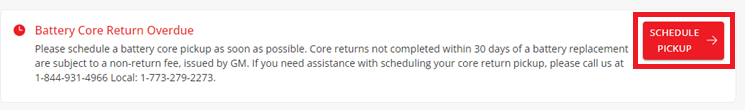 Scheduling Core Return Pickup – GM Ultium